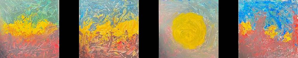Frühlingserwachen: 4er Set abstrakte Gemälde, Unikate! (Gebraucht) in balzers für CHF 1420 – nur ...