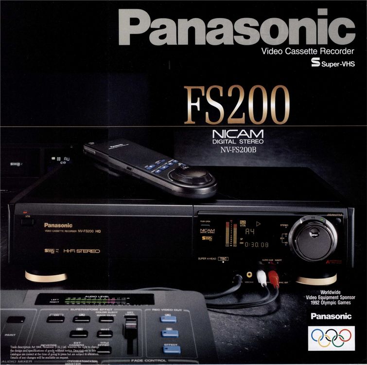 Panasonic NV-FS200 HQ Rarität! Video Cassette Recorder S-VHS (Usato) a ...