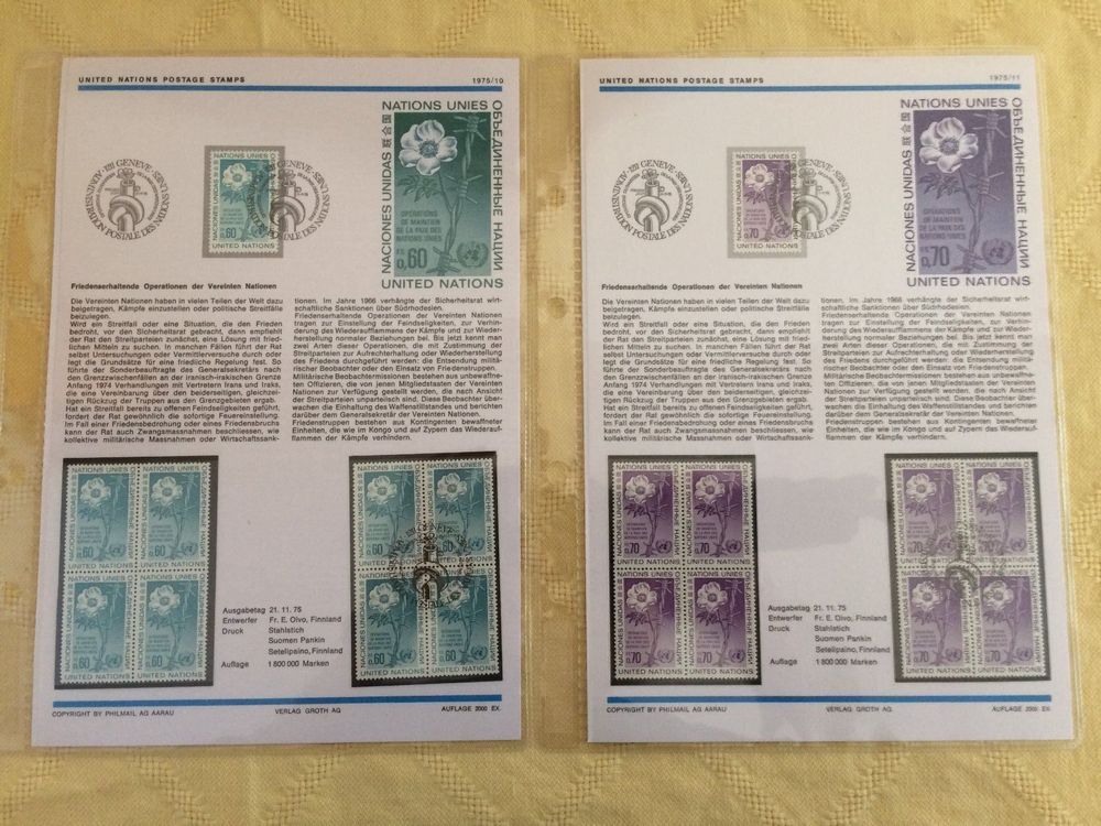 11 BL. UNION NATIONS POSTAGE STAMPS 1975 (Neu (gemäss Beschreibung)) in ...