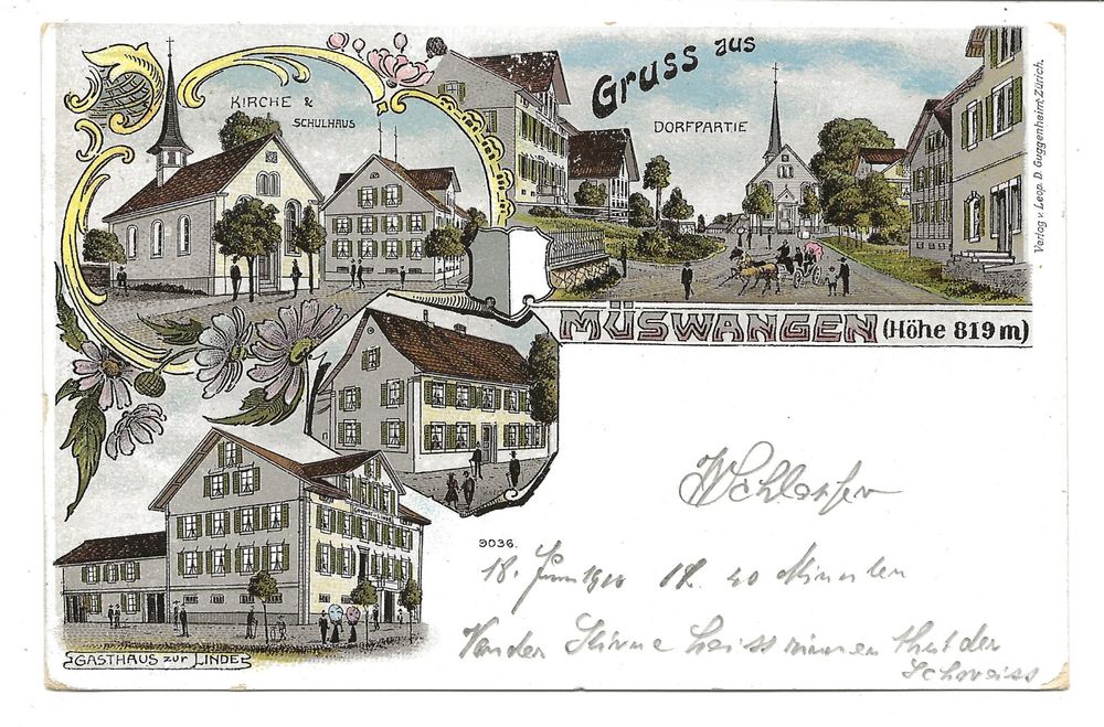 Gruss aus Müswangen (LU) Hochdorf - Linde - rare Litho 1910 (Gebraucht) in Engelburg für CHF 74. ...