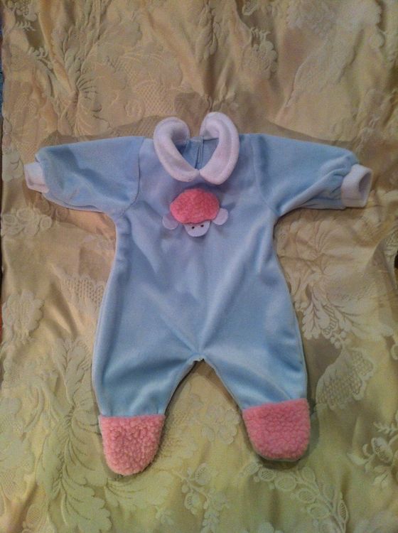 Heless Strampel Anzug Plüsch hellblau Schäfchen Baby Puppen (Neu und ...