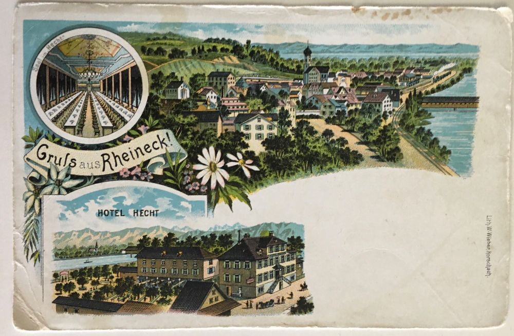 Gruss aus Rheineck, Hotel Hecht, Litho | Kaufen auf Ricardo