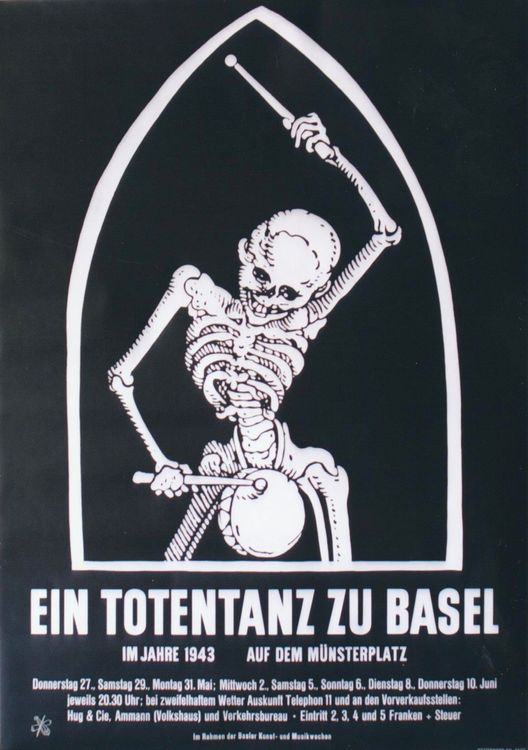 EIN TOTENTANZ ZU BASEL SKELETT TROMMLER 1943 Original Plakat (Gebraucht ...