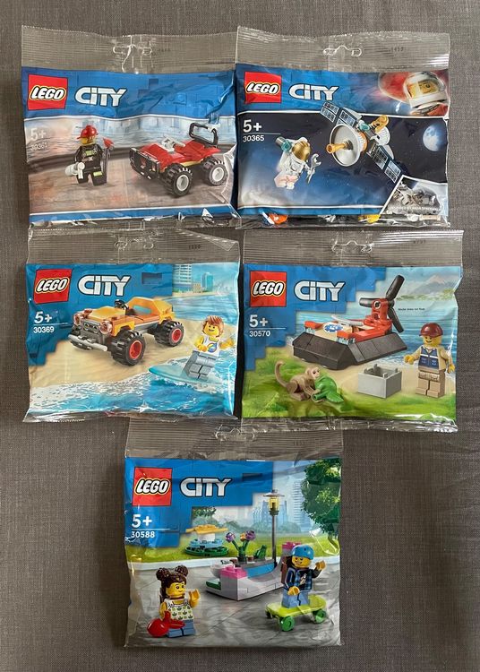 5 Lego City Polybags 30361 + 30365 + 30369 + 30570 + 30588 (Neu und ...