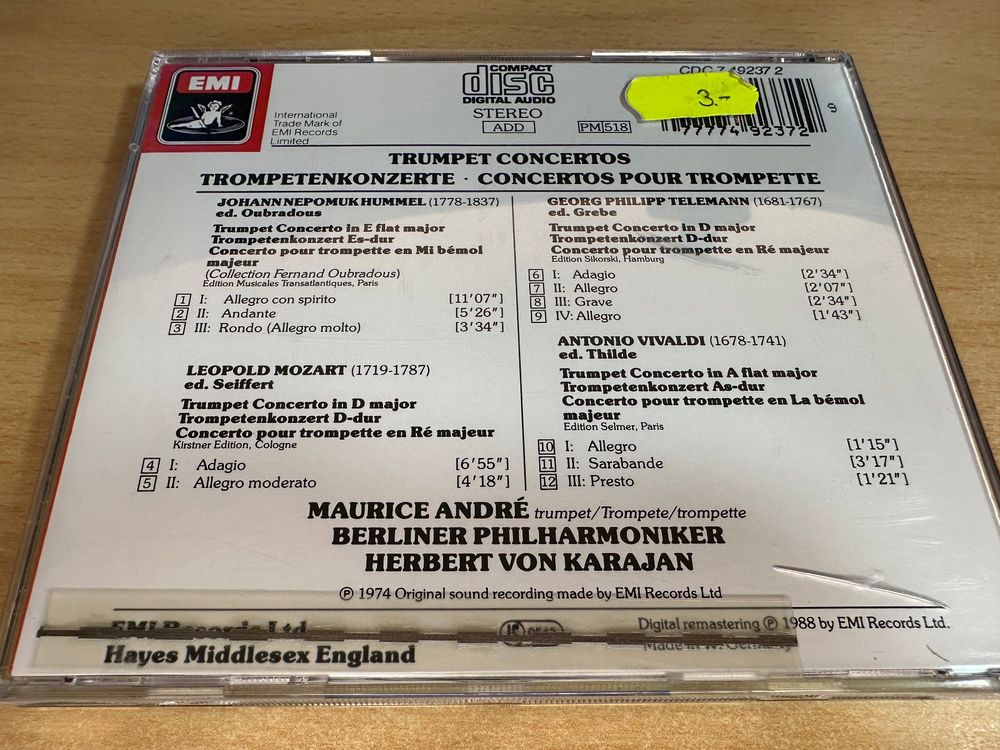 X2 Maurice André Vivaldi Telemann Mozart Trumpet Concertos (Gebraucht ...