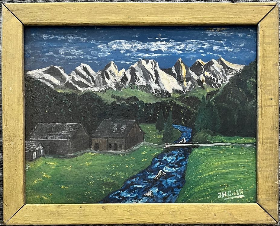 Berglandschaft Ölgemälde mit Fluss Ansicht, Unl.Signiert (Gebraucht) in Root für CHF 19 – nur ...