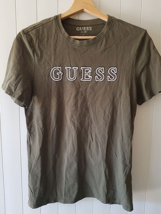 Guess T-Shirt Grün Gr. XS Slim Fit Herren Baumwolle Top Zust (Gebraucht ...