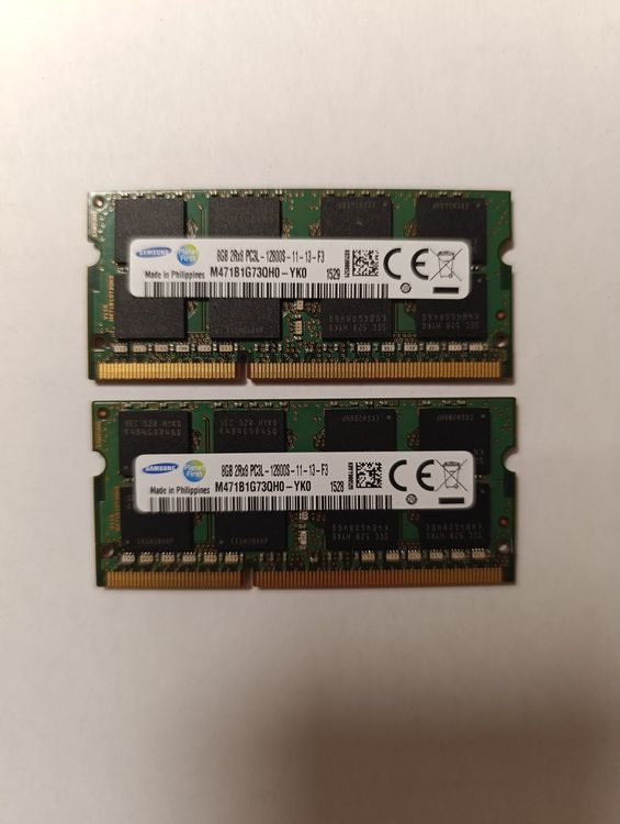 2 stück 8gb ddr3 PC3L 12800 (1600) RAM für Laptop (Gebraucht) in ...