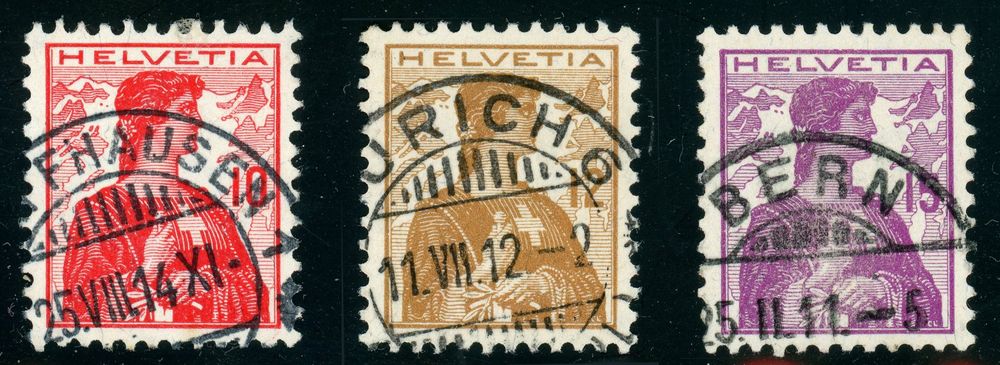 FWM Marke gest.: 120-122 Brustbild Helvetia, 1909 | Kaufen auf Ricardo