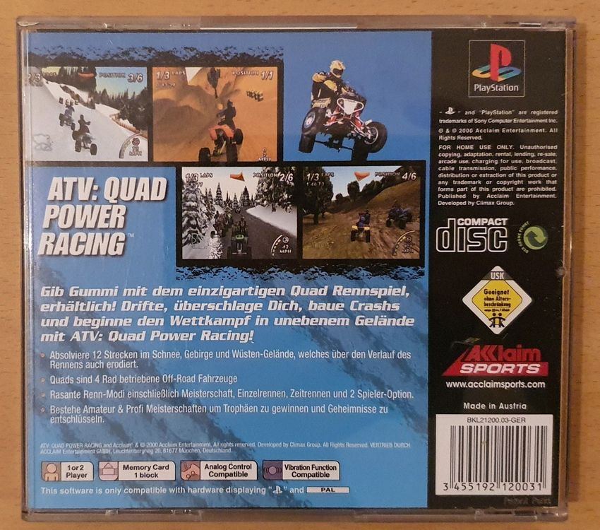 Sony PlayStation 1 PSX (PAL) Game 🎮 ATV Quad Power Racing | Kaufen auf ...