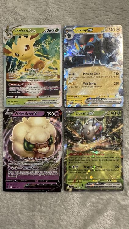 Pokemon Karten Set: Whimsicott V, Leafeon VSTAR, Luxray EX,D (Neu ...