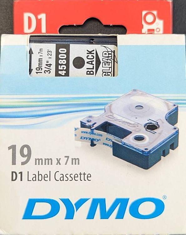 DYMO Cassette de ruban à étiqueter 19mm Noir sur transparent | Kaufen ...