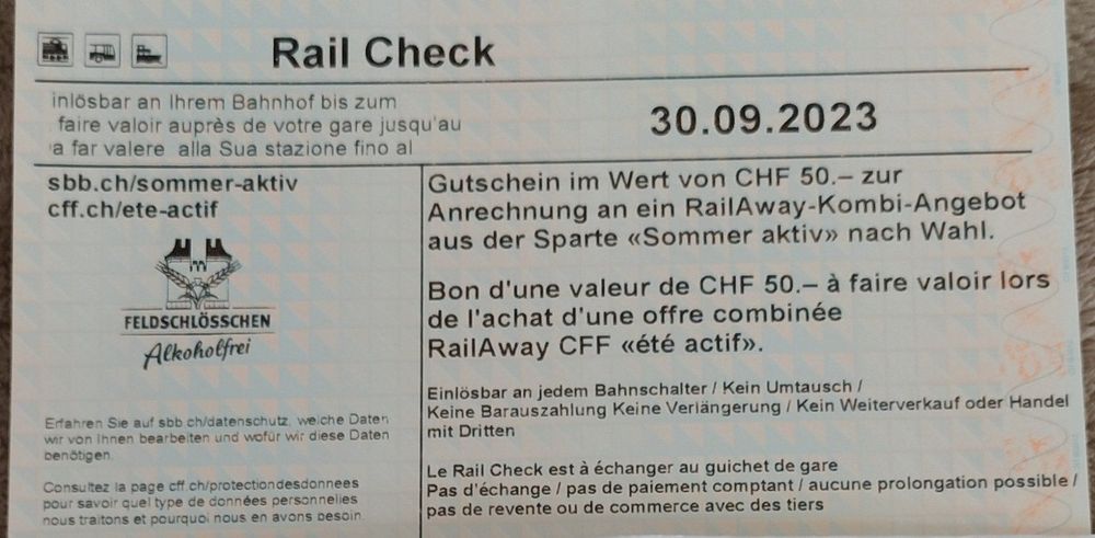 Rail check CFF (Neu (gemäss Beschreibung)) in MOUTIER für CHF 25 – mit ...