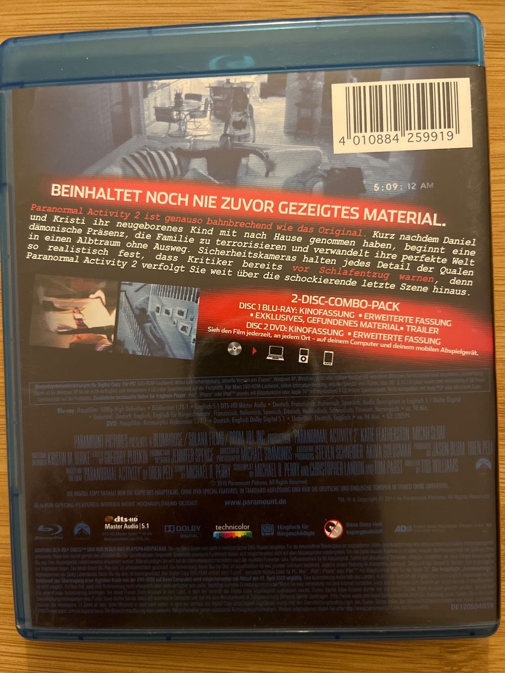 Paranormal Activity 2 (2010) Extended Cut Blu-ray + DVD (Neu (gemäss ...