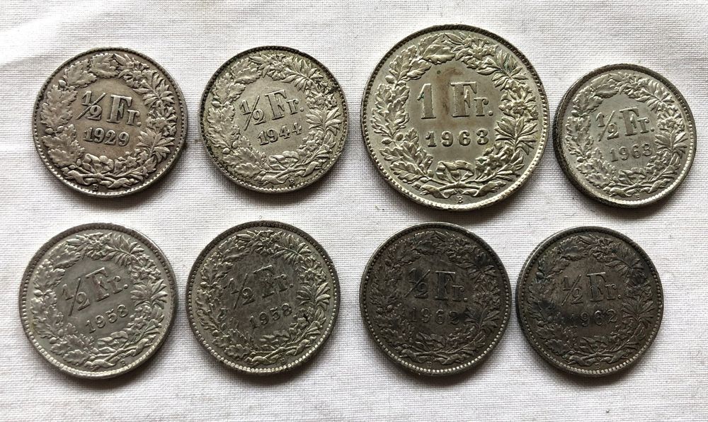Alte Schweizer Silber Münzen - 7x 50Rp. + 1x 1Fr. | Kaufen auf Ricardo
