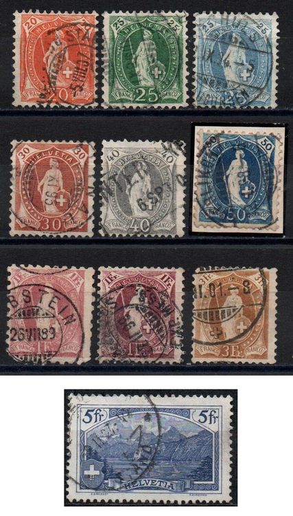 1882/1907 HELVETIE DEBOUT STEHENDE HELVETIA SBK DIVERSE 02+O (D ...