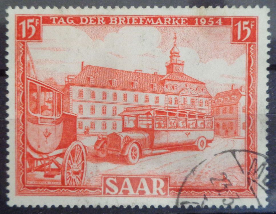 SAARLAND 1954: Tag der Briefmarke, O (Gebraucht) in Le Locle für CHF 1. ...