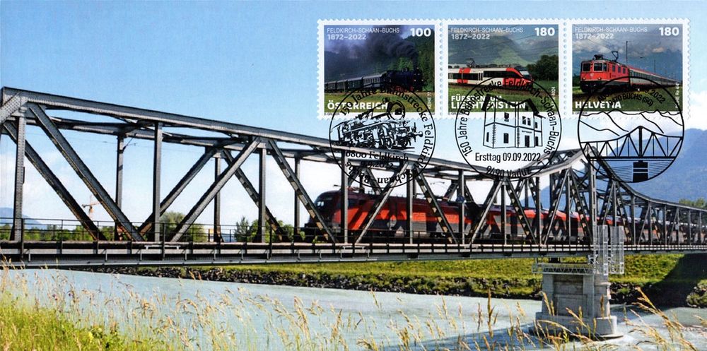 Maximumkarte Bahnstrecke Feldkirch - Buchs, Stempel 3 Länder (Neu (gemäss Beschreibung)) in ...