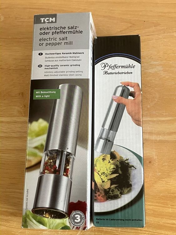 2 Elektrische Salz- und Pfeffermühlen TCM neuwertig (Neu und originalverpackt) in Frick für CHF ...