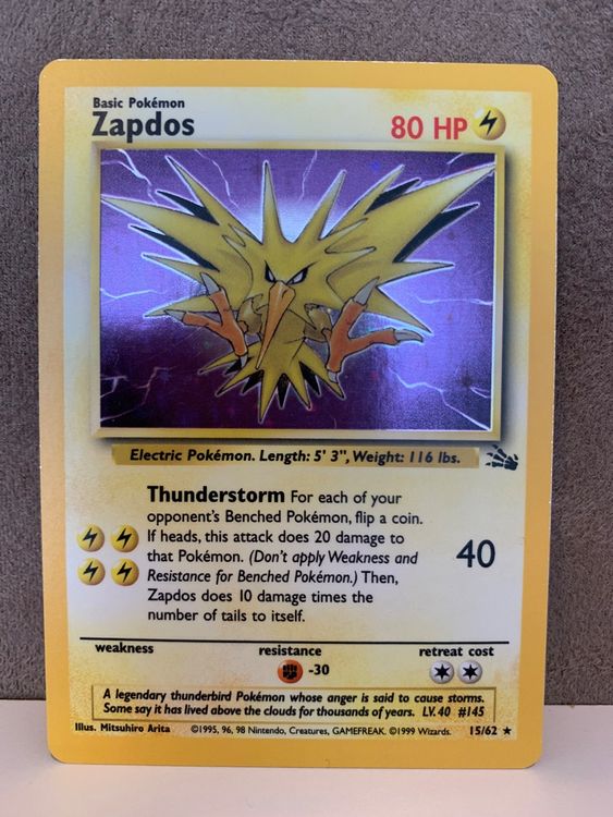Zapdos Holo ENG Fossil Pokemon 15/62 | Kaufen auf Ricardo