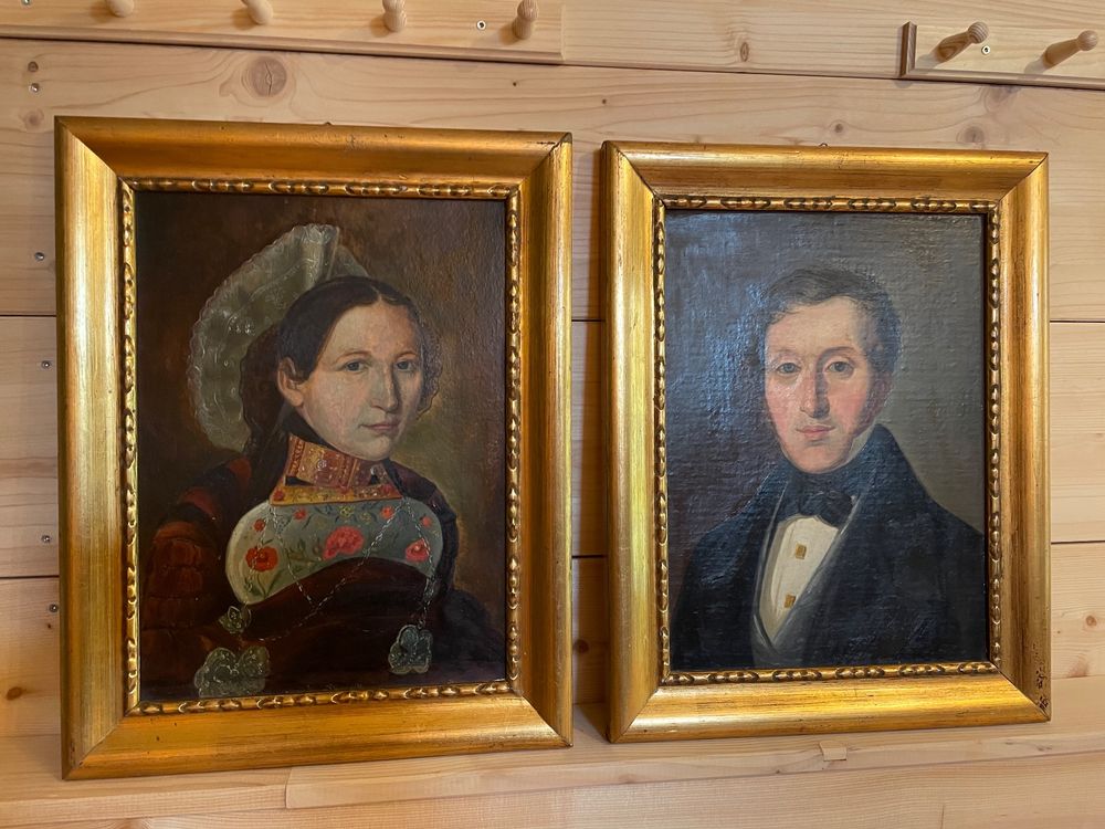 2 portraits bilder gemälde antik? | Kaufen auf Ricardo