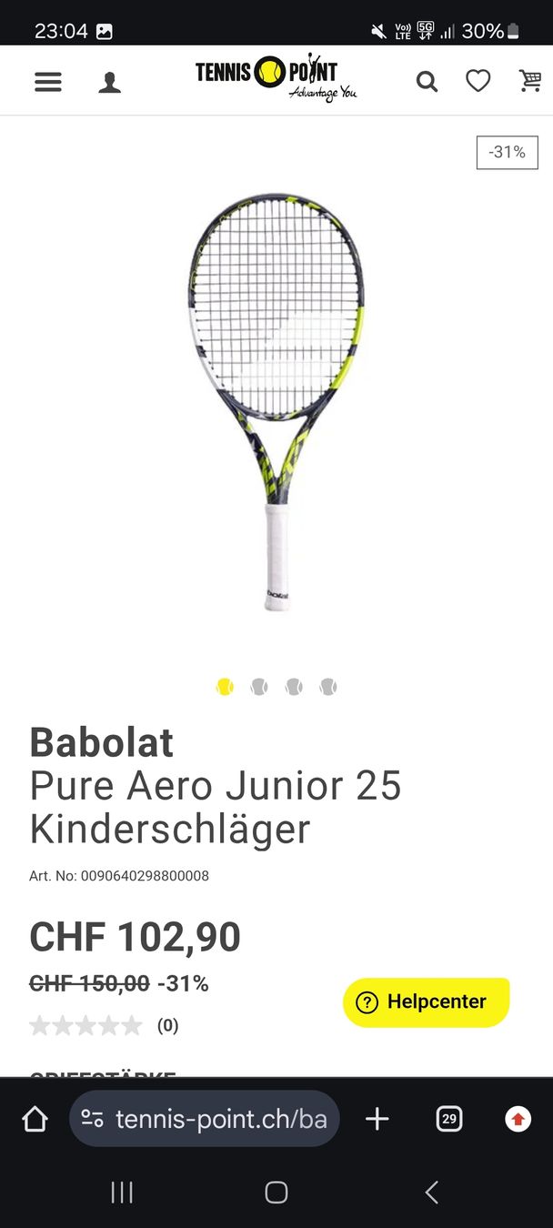 Babolat Pure Aero Junior 25 Tennisschläger - Top Zustand! (Gebraucht ...
