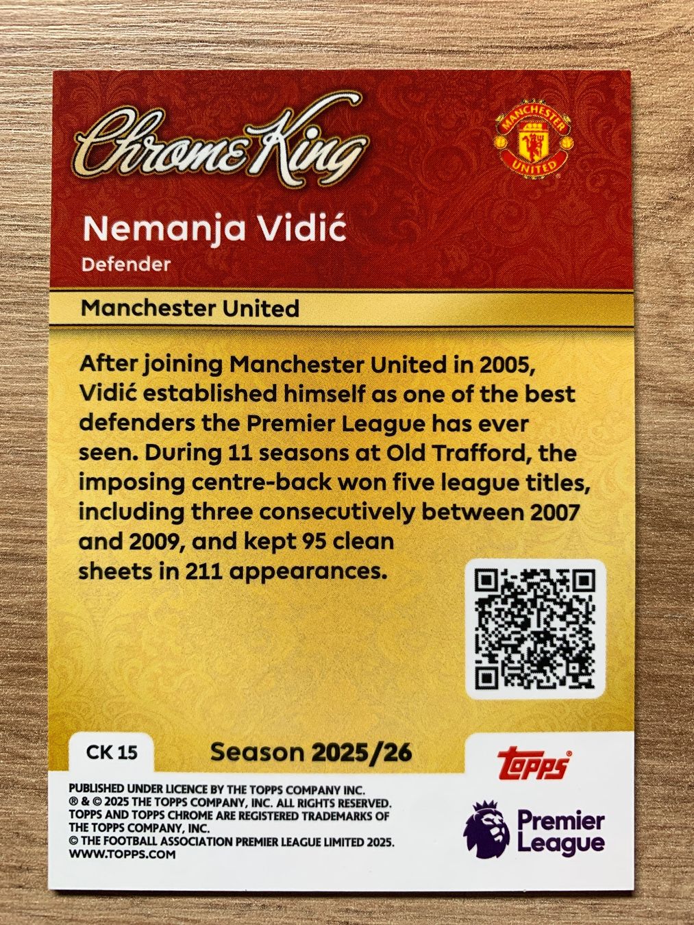 Soccer Nemanja Vidic Chrome King Premier League 25/26 🔥 (Gebraucht) in ...