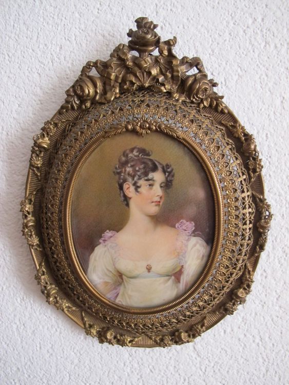 antikes miniatur Damenportrait auf Bein | Kaufen auf Ricardo