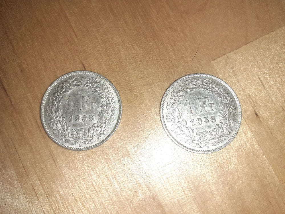 Zwei Silber-Einfränkler 1958 | Kaufen auf Ricardo