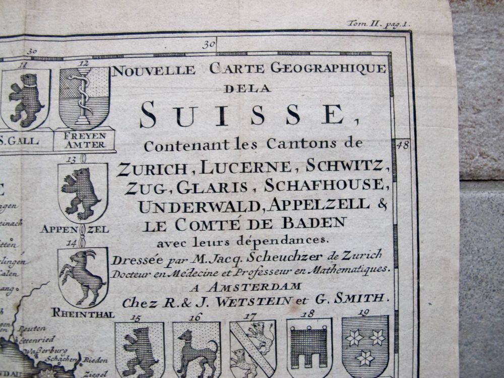 Kupferstich mit Schweizer Karte von 1730 | Kaufen auf Ricardo