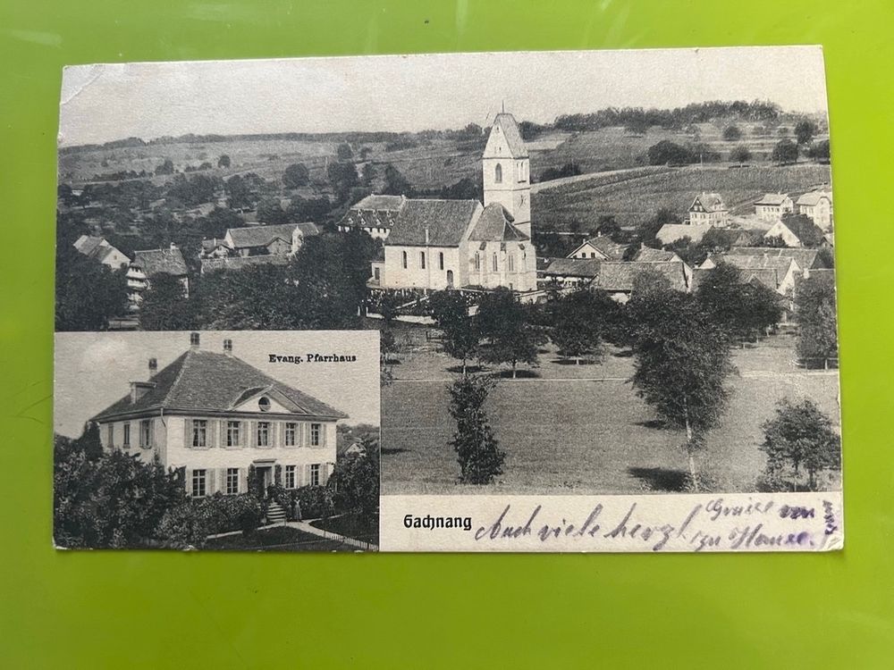 2 BILD AK VON GACHNANG MIT EV PFARRHAUS CA 80 JÄHRIG (Gebraucht) in Bernhardzell für CHF 6.5 ...