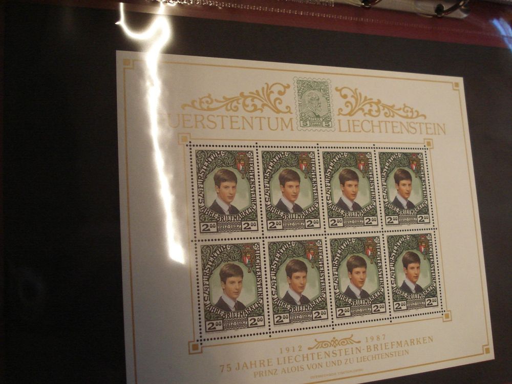 Liechtenstein 1987 Bogen ** und ET-o, 75 Jahre Briefmarken (Gebraucht) in Niederwil AG für CHF 1 ...