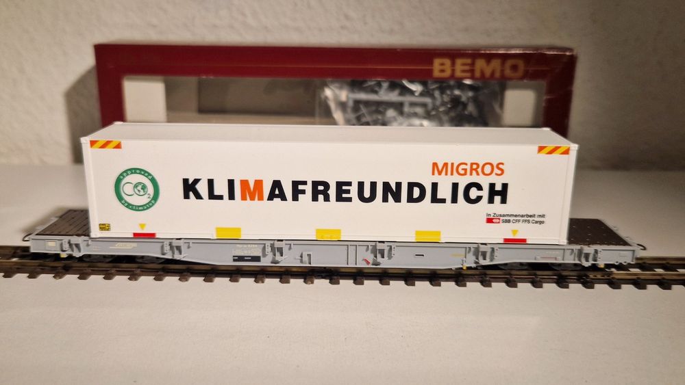 RhB Wagen Rp-w 8284 mit Migros Container, Bemo HOm | Kaufen auf Ricardo