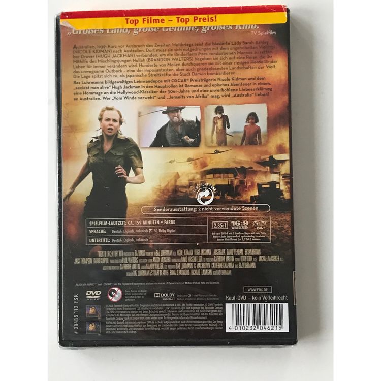 "AUSTRALIA" -DVD - Nicole Kidman / Hugh Jackman (Neu und originalverpackt) in Hugelshofen für ...