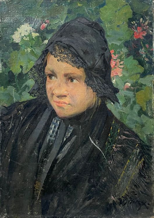 Antikes Gemälde einer jungen Dame unleserlich Signiert | Kaufen auf Ricardo