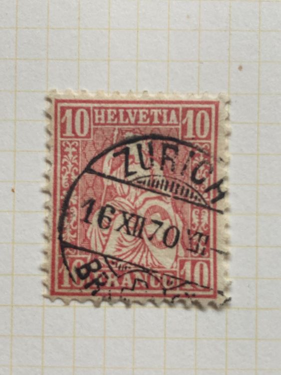 Schweiz 1870 sitzende Helvetia 10 Rp. Vollstempel ZÜRICH | Kaufen auf Ricardo