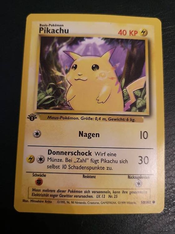 Pikachu Pokémon First Edition 58/102 frisch geöffnet (Neu (gemäss ...