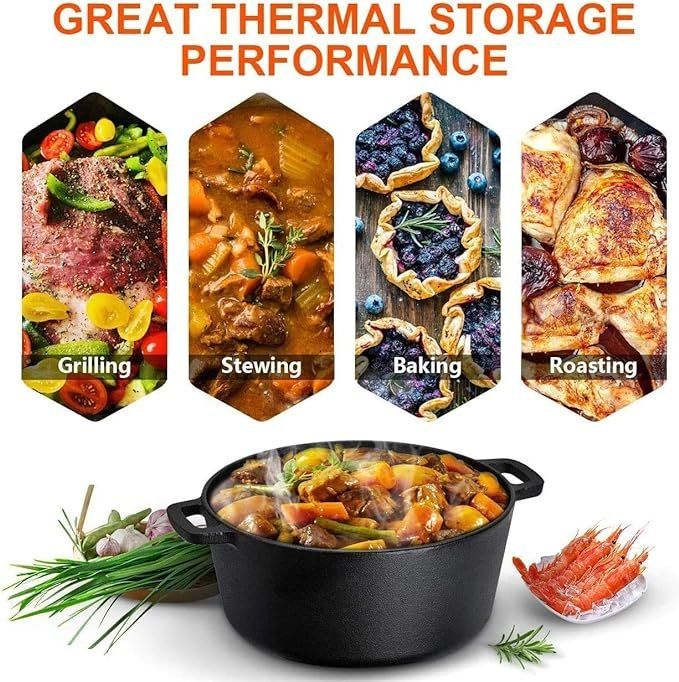 Gusseisen Topf Dutch Oven 4,5L Gusseisenpfanne Bräter Deckel (Neu und ...