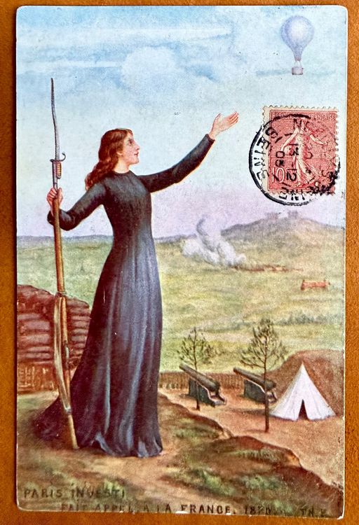 Kitsch - Paris - Femme avec fusil - Dirigeable 1903 (D'occasion) à ...