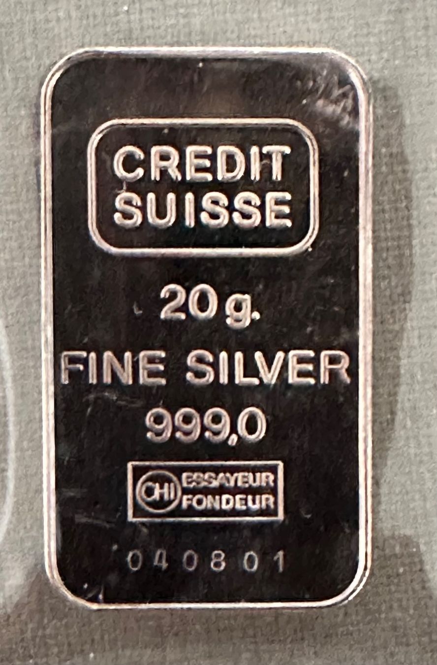Credit Suisse Silberbarren 20g Feinsilber 999.0 Top Zustand (Neu und originalverpackt) in ...