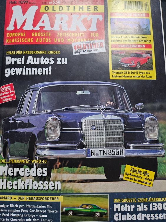 Oldtimer Markt 10/99 Triumph GT6 Camaro Morgan W 110 111 xa (Gebraucht ...