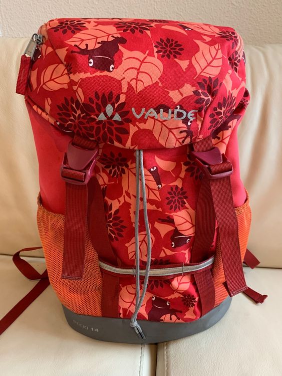 VAUDE Kinder-Rucksack PECKI 14 rot/orange mit Frösche-Muster (Gebraucht ...