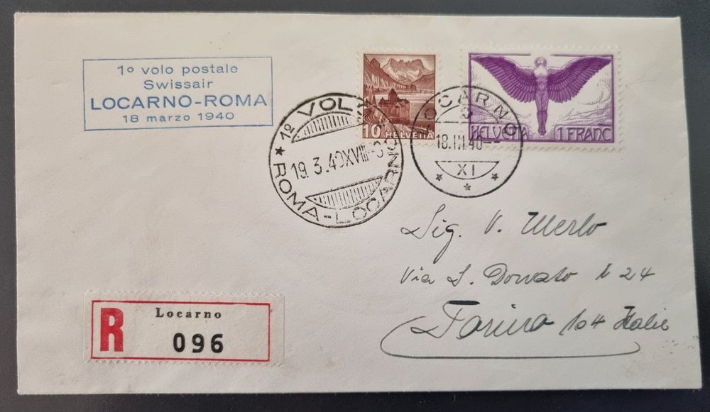 1940 : Brief mit Erstflug Locarno - Roma (Gebraucht) in Gümligen für CHF 6 – mit Lieferung auf ...