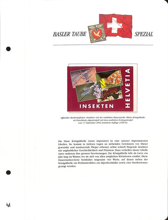 2003 Markenheft 4er-Block INSEKTEN LIBEL | Kaufen auf Ricardo