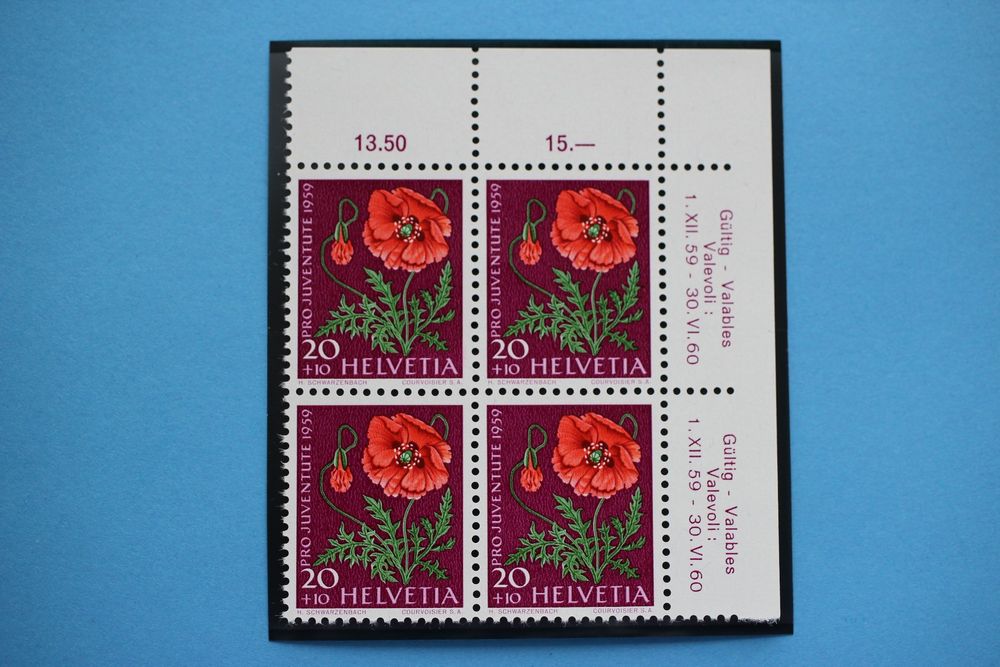 PJ 1959 Nr. 180 - postfrisch ** - ROTER MOHN - CHF 3.00 (Neu (gemäss ...