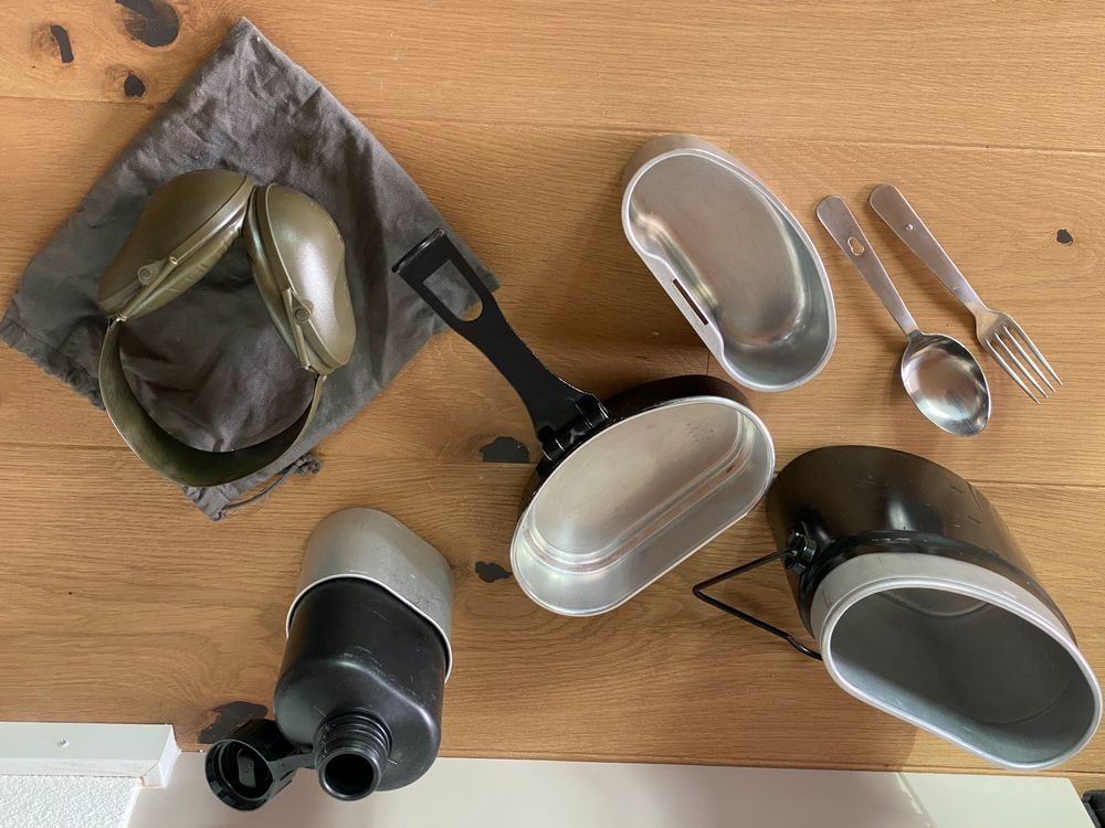Gamelle, Trinkflasche, Besteck, Pamir - schweizer Armee (Gebraucht) in Wittnau für CHF 26 – mit ...
