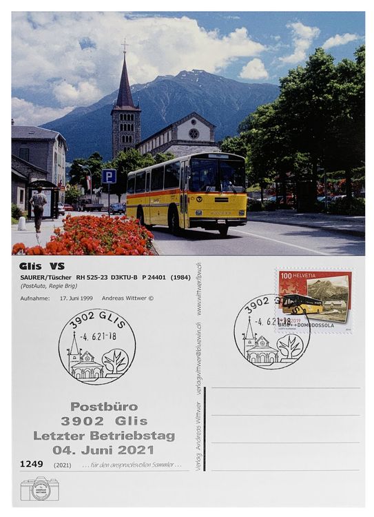 Glis Brig Wallis Letzttagskarte Postbüro mit Postauto SAURER (Gebraucht) in Bern für CHF 6 – mit ...