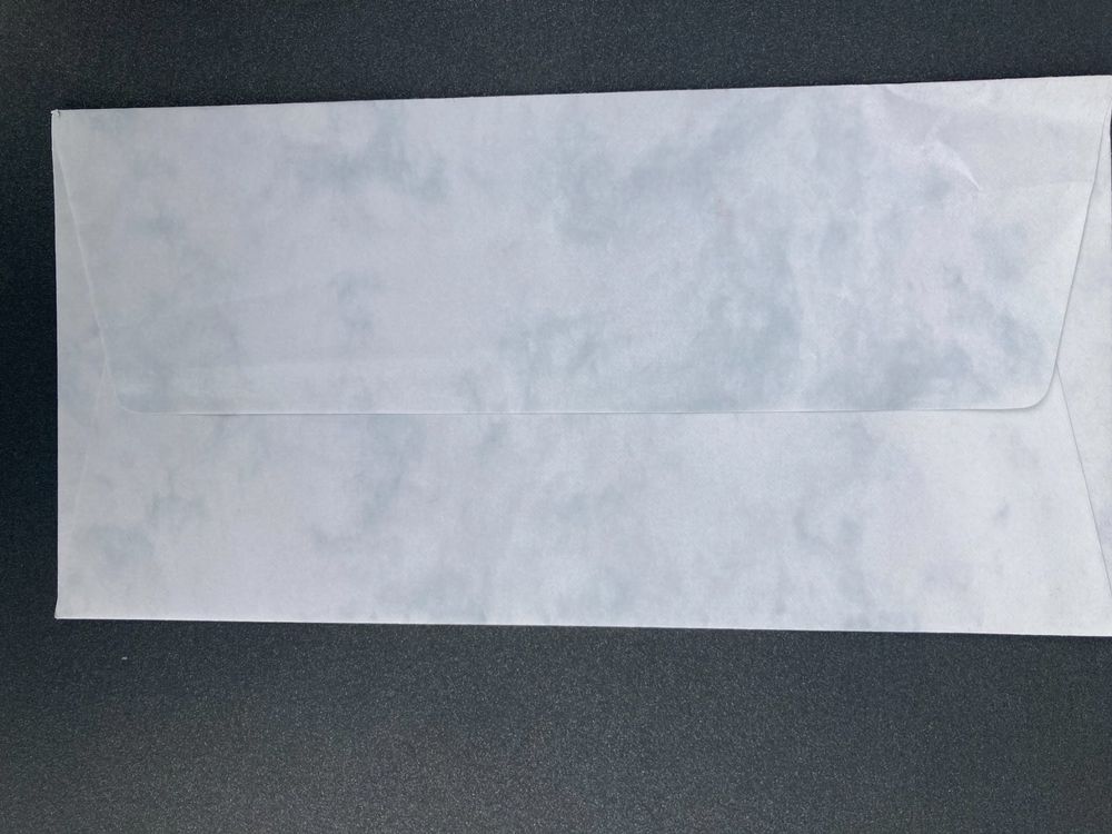 Couvert/Briefumschlag: 11 x 22cm, 19 Stück, h'grau marmoriet (Gebraucht ...