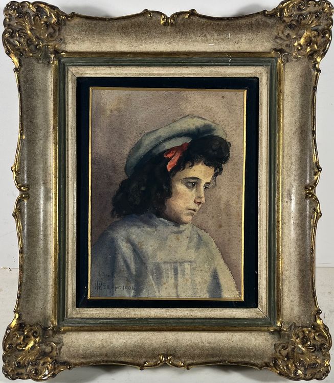 Antike Seiden Portrait Aquarell von eine Dame,Monogrammiert (Gebraucht) in Root für CHF 19 – mit ...