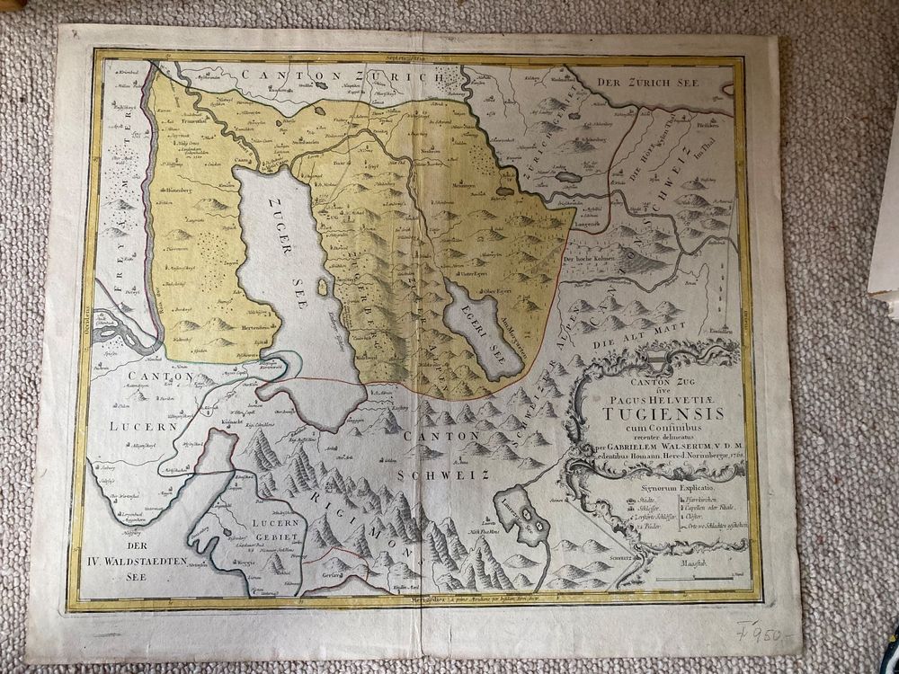 Alte Karte Zuger See, Ägeri See (Egerie See), Kt. Zug 1768 (Gebraucht) in Adliswil für CHF 750 ...